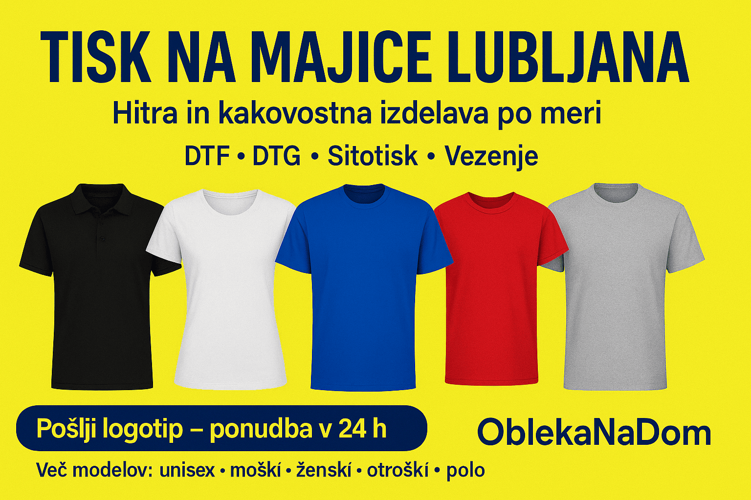 Tisk na majice Ljubljana – hitra in kakovostna izdelava po meri