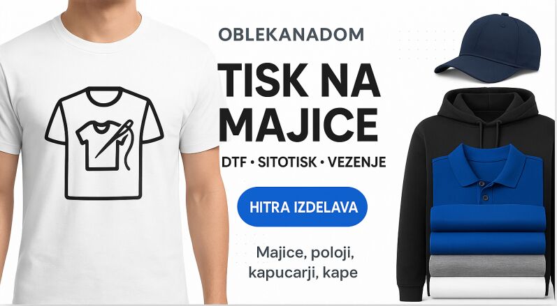Tisk na majice in vezenje – majice, poloji, kapucarji, kape | oblekanadom